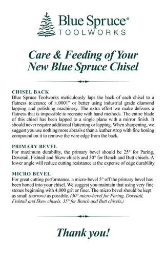 Fishtail Chisels | Blue Spruce Toolworks